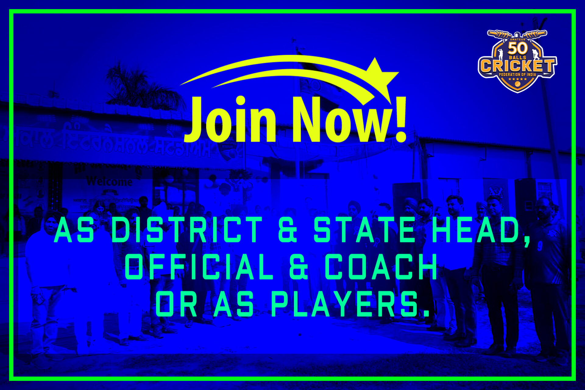 Join Now | 50-Balls Cricket Federation India